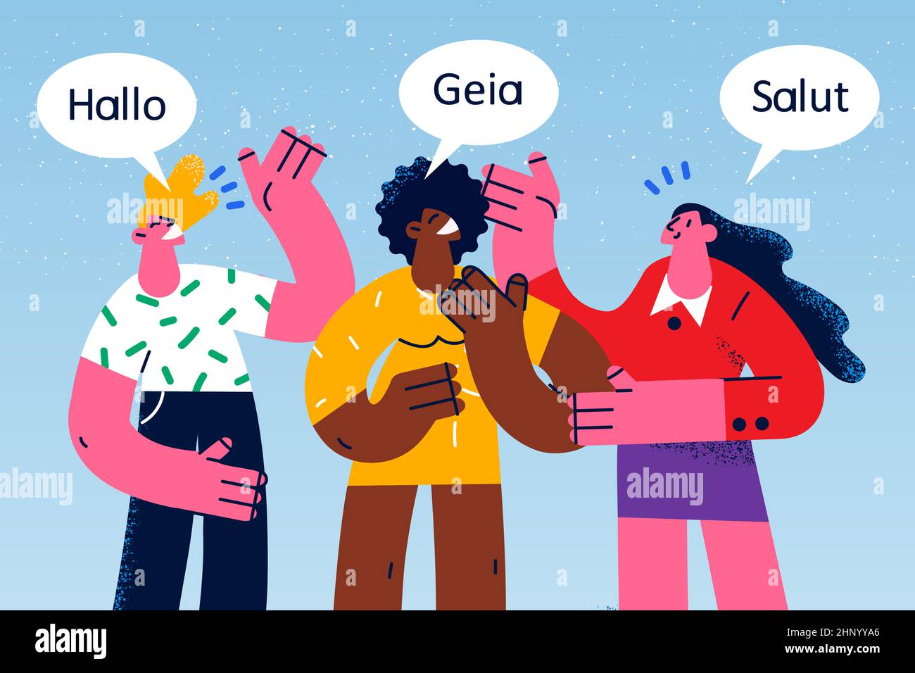 Diverse people talk communicate in different languages. International ...