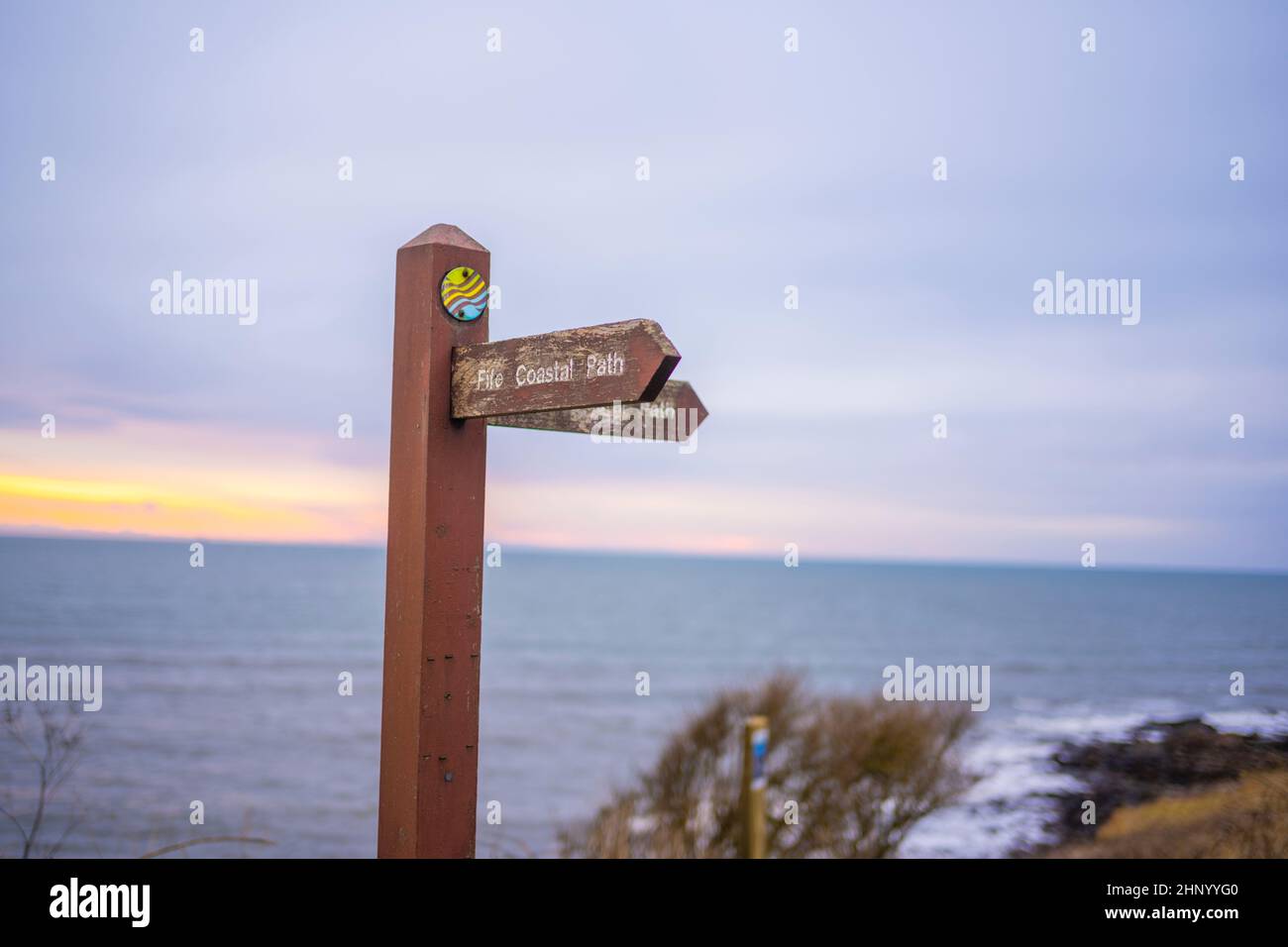 Caril, Fife, Scotland. A view looking towards the Fife coastal path ...