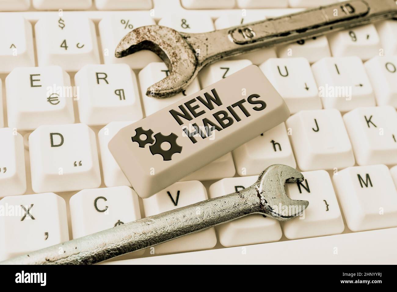 Text caption presenting New Habits, Business concept change the routine ...