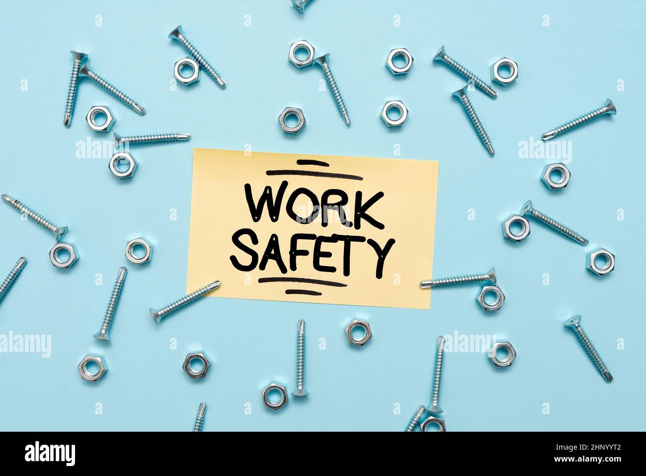 Sign displaying Work Safety, Business approach policies and procedures ...