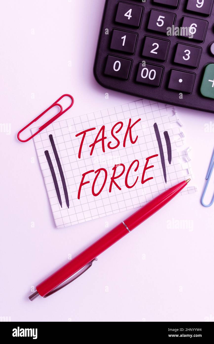 Text showing inspiration Task Force, Word for a group of showing who ...