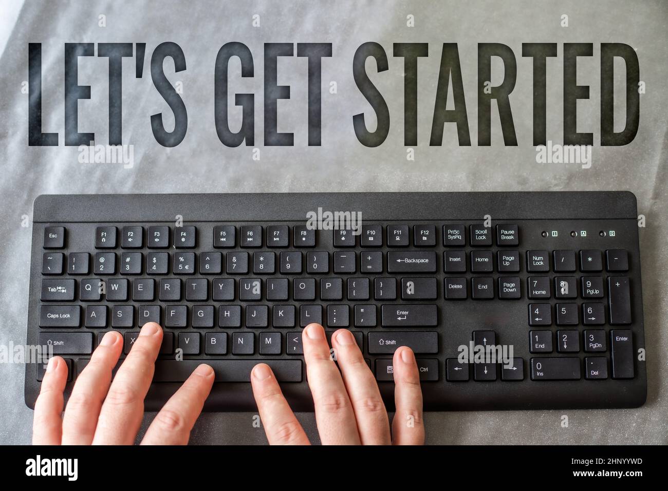 Text showing inspiration Let S Get Started, Business overview ...