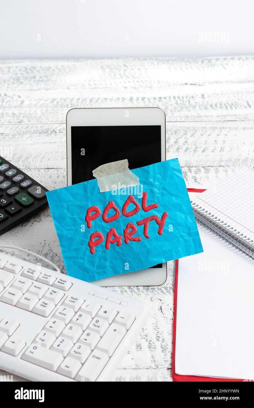 Conceptual display Pool Party, Business approach celebration that ...