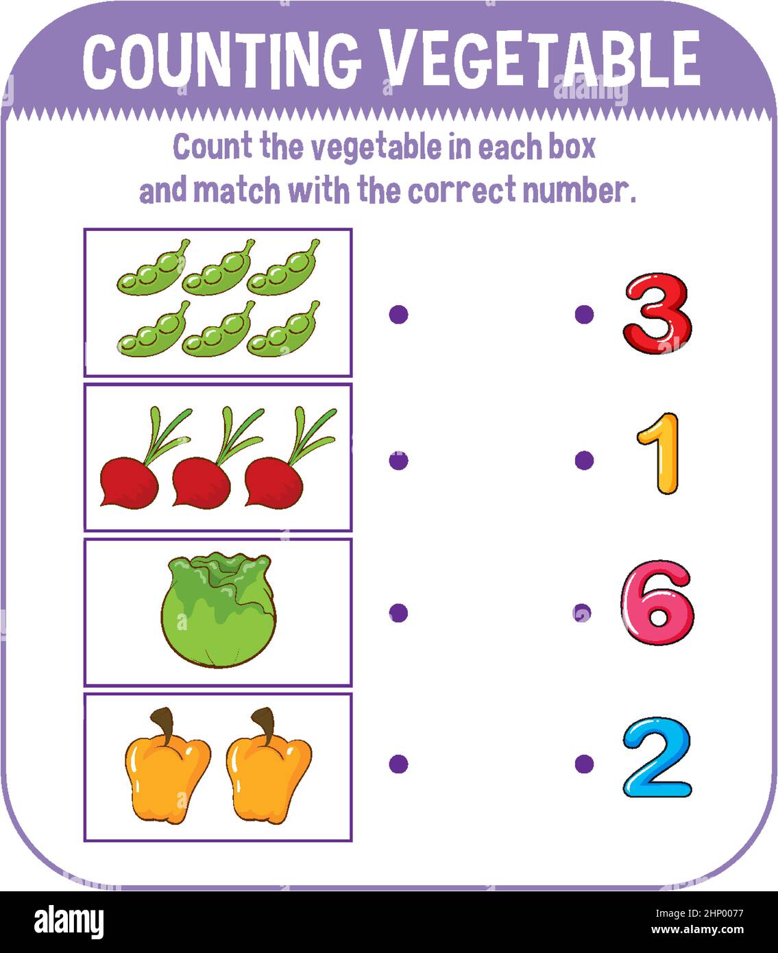 Math game template with counting vegetable illustration Stock Vector ...