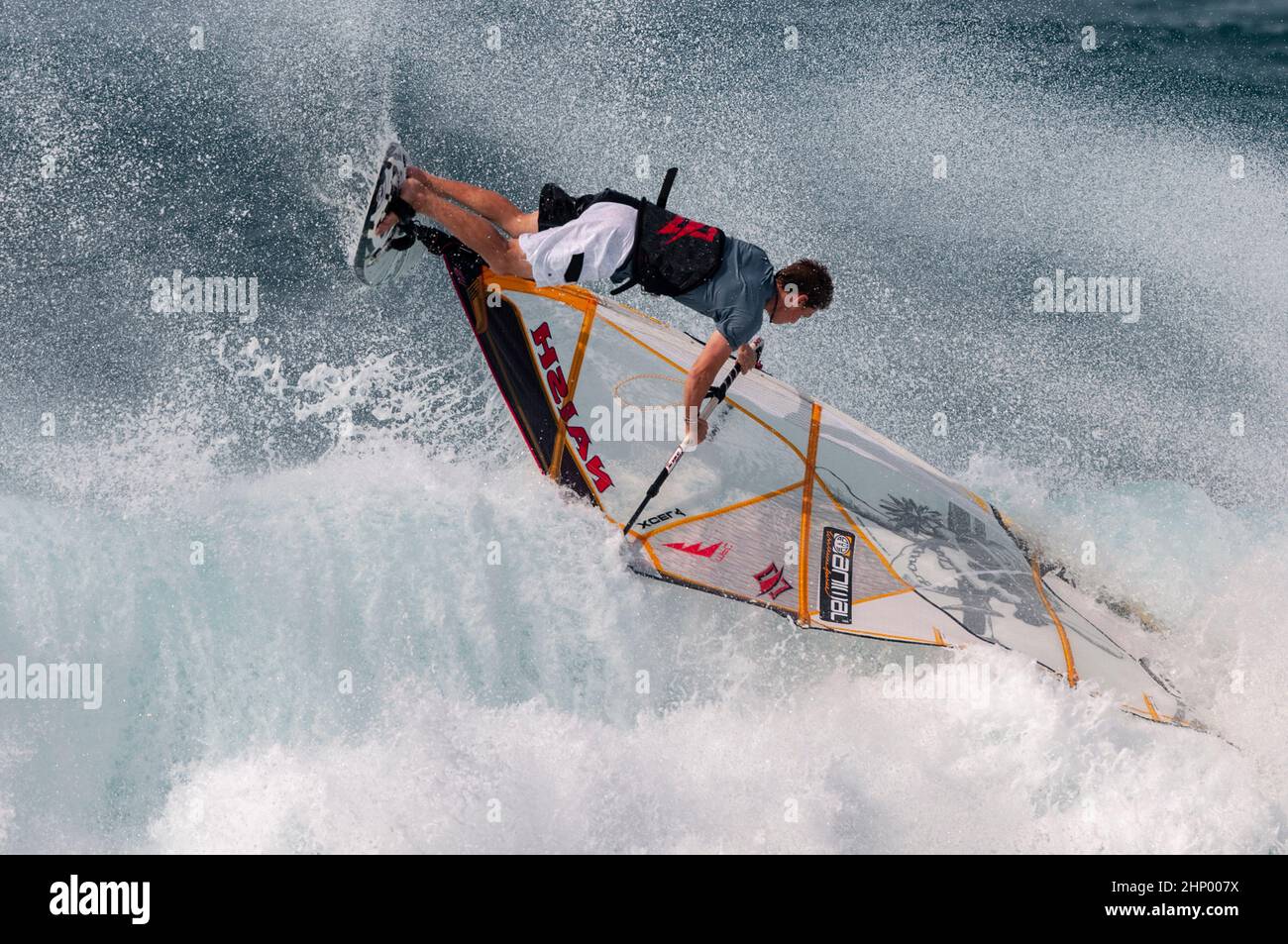 Extreme Windsurfing in big waves at Ho'okipa Beach, Maui, Hawaii, USA ...