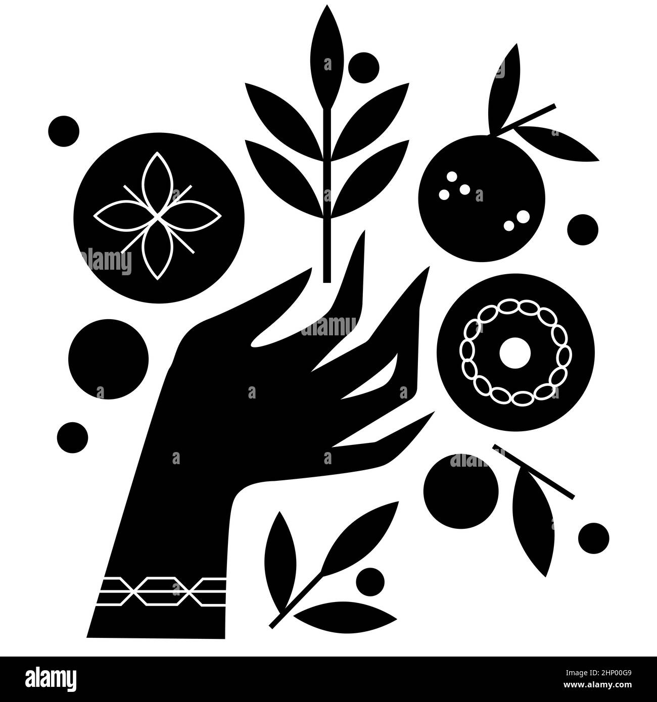 Dark skin woman hand vector clip art set. Decorative simple stylised ...
