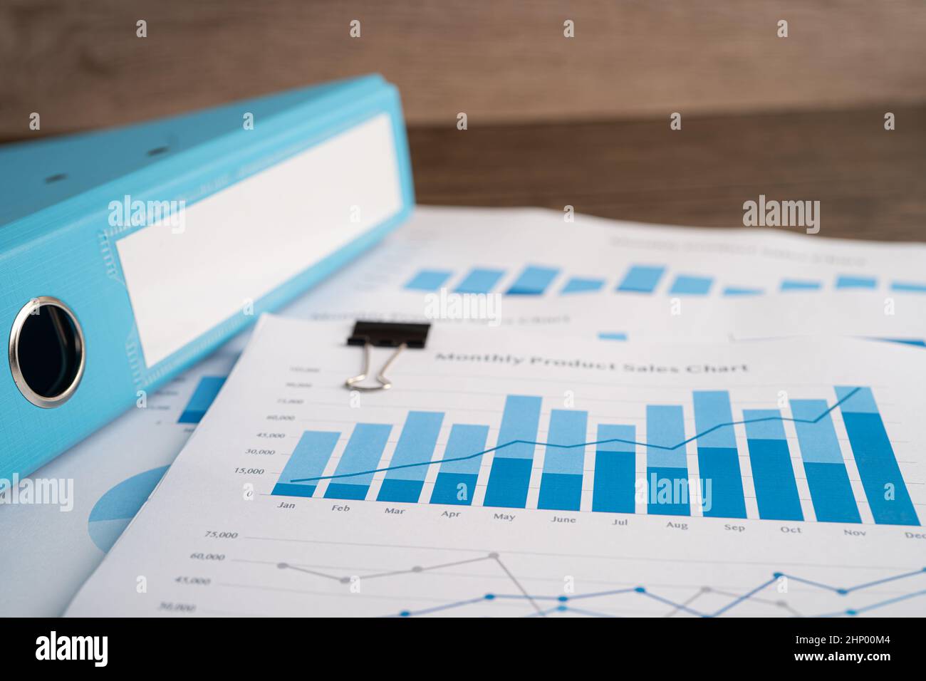 Binder data finance report business with graph analysis in office Stock ...