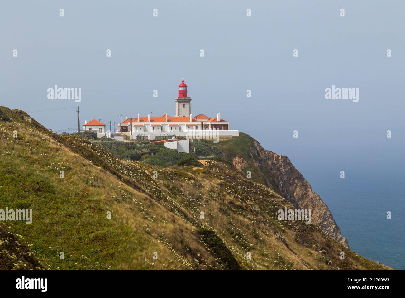 Lighthouse at Cape Roca (Cabo da Roca), most western point of Europe at ...