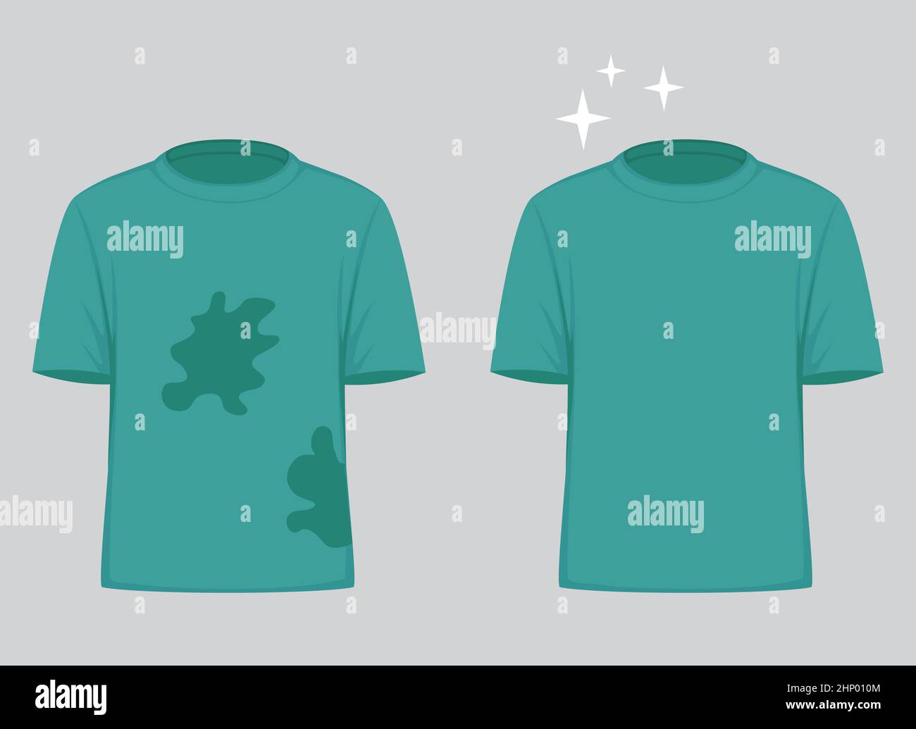 Dirty untidy tshirt with stains and neat clean t-shirt. Fresh cotton ...