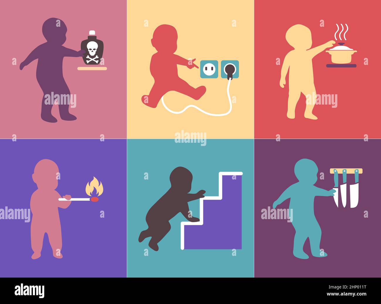 Baby safety. The kid left alone. Accident prevention. Safety concept ...
