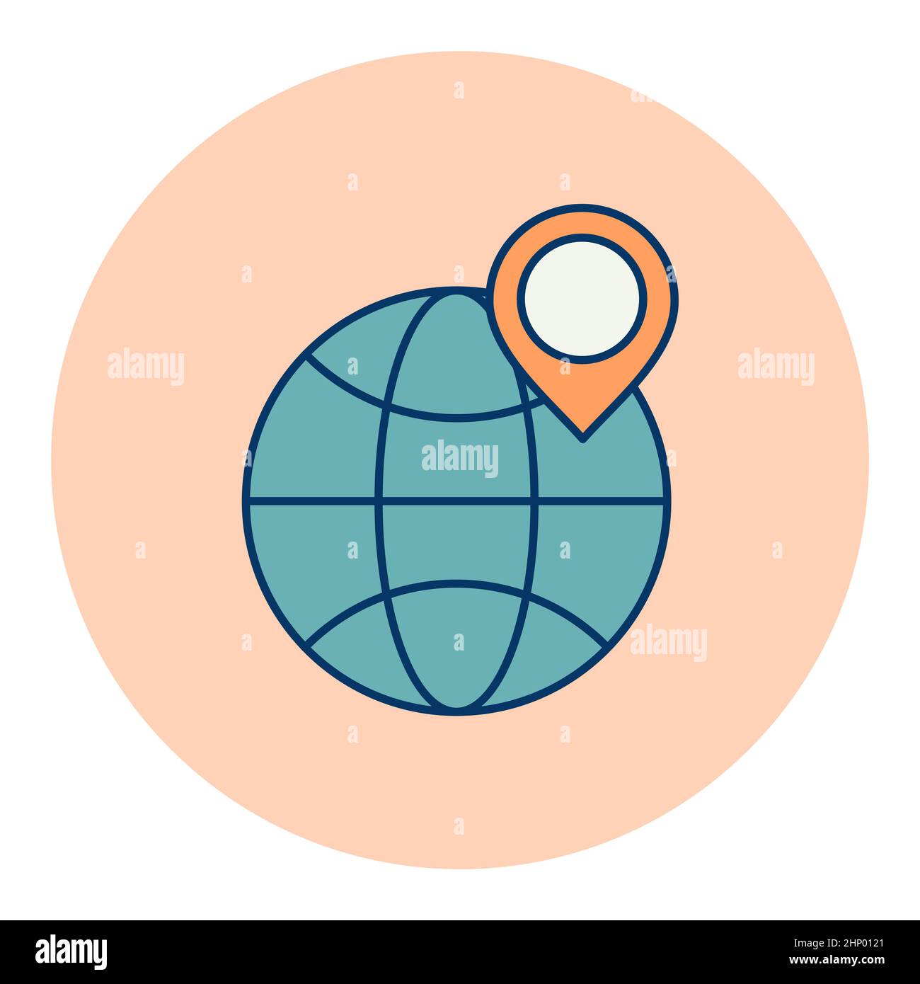 Earth planet and location marker on it vector isolated icon ...