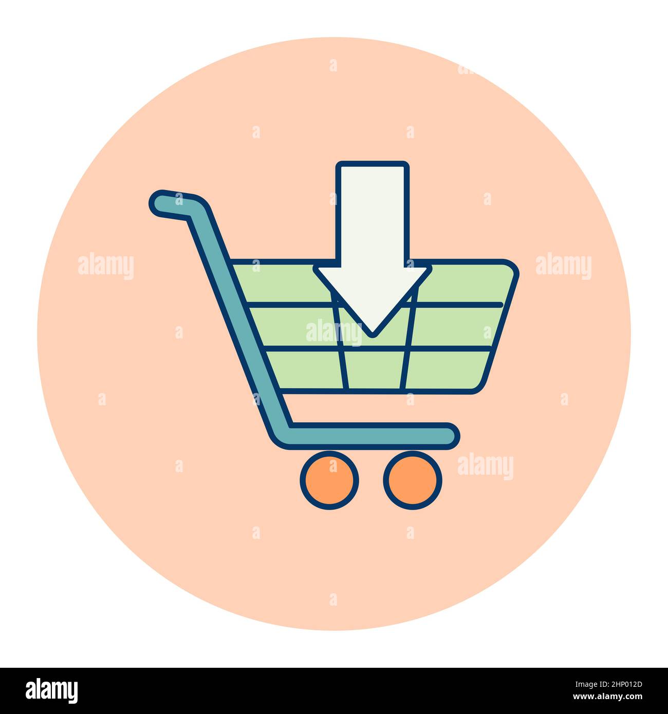 Shopping cart with an arrow isolated icon. E-commerce sign. Graph ...