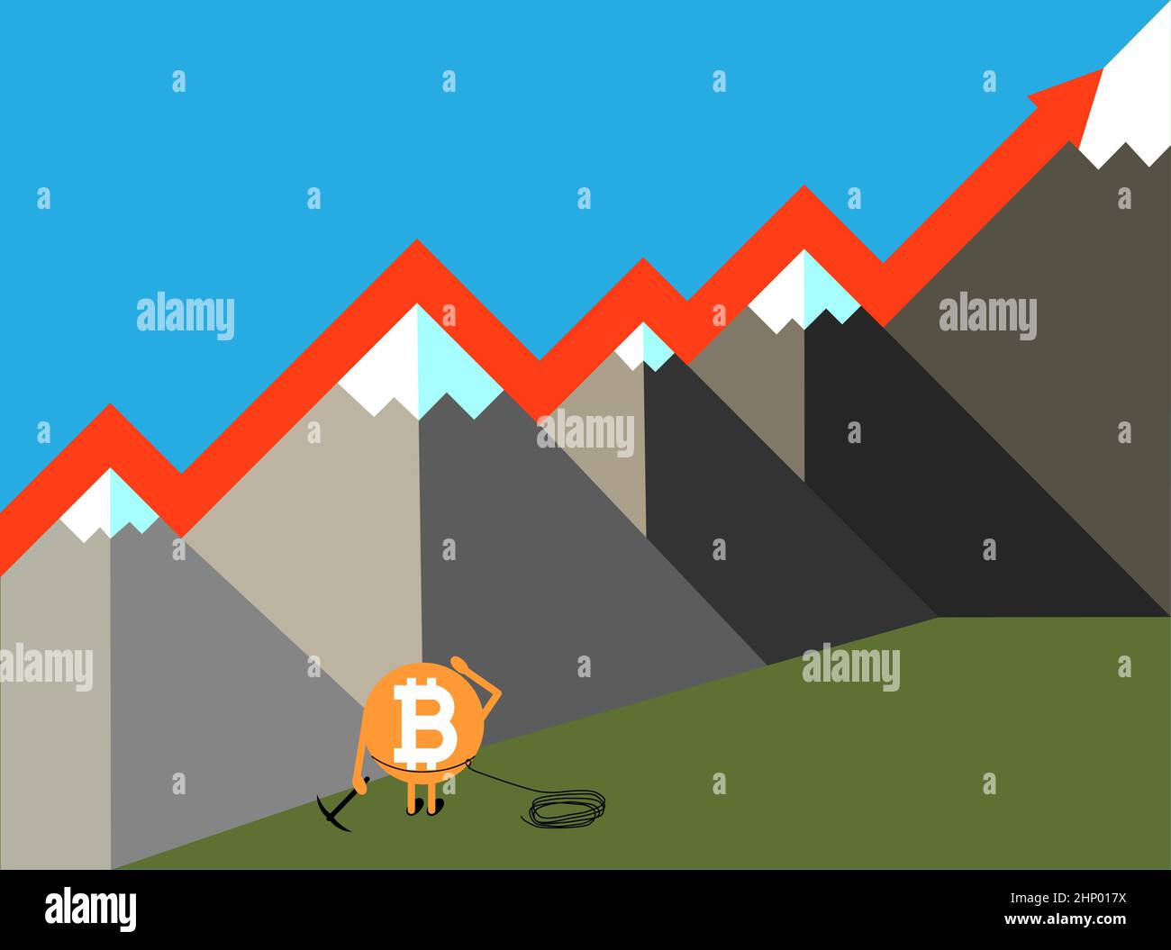 Bitcoin crypto currency growing concept vector illustration Stock ...