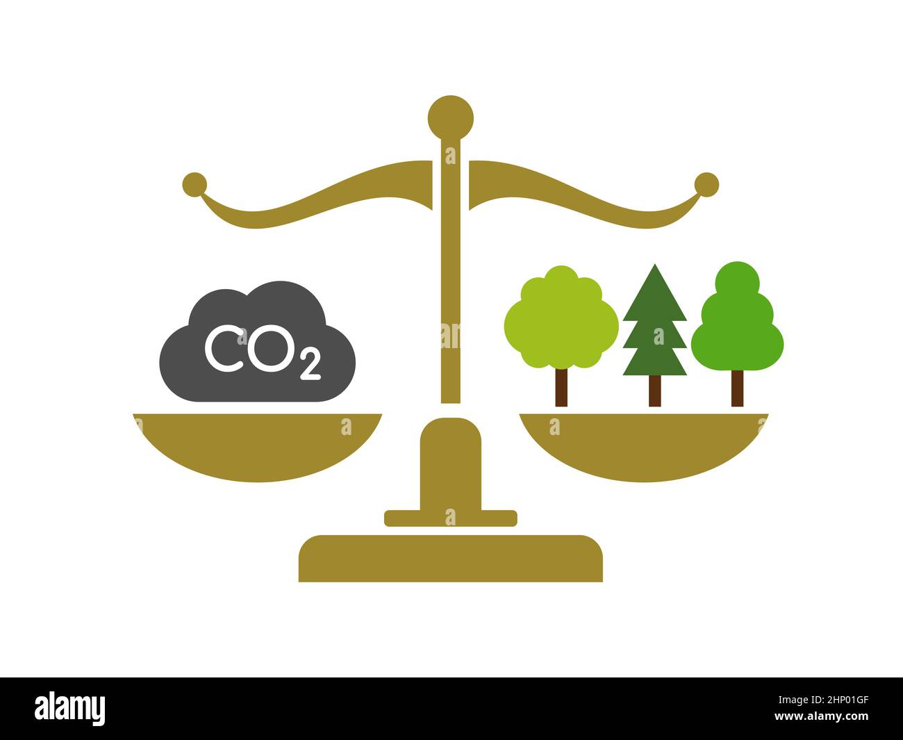 Carbon trading concept. Balance of CO2 emission with reforestation ...