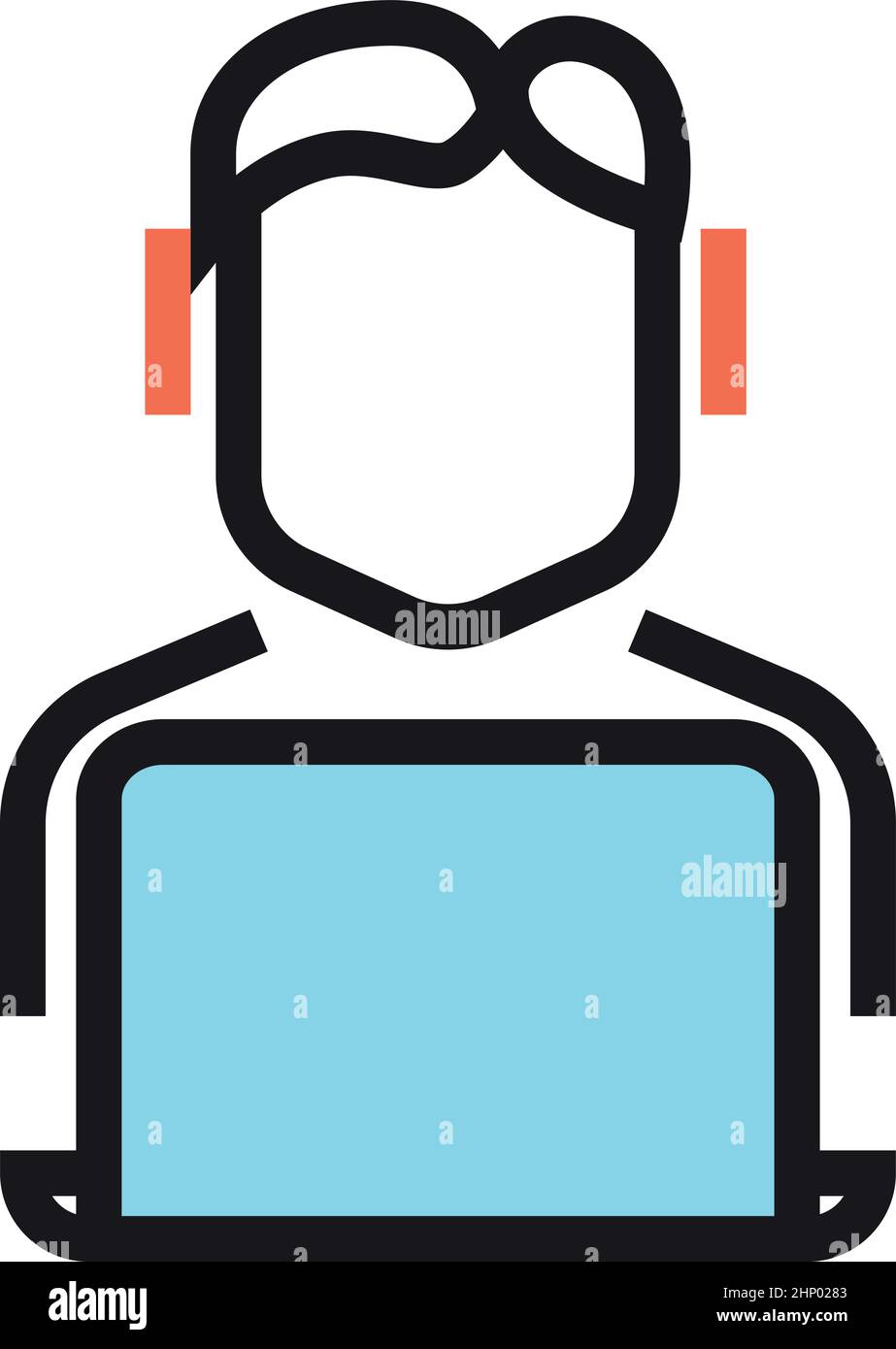 Man with laptop. Working on computer icon. Office worker symbol Stock ...