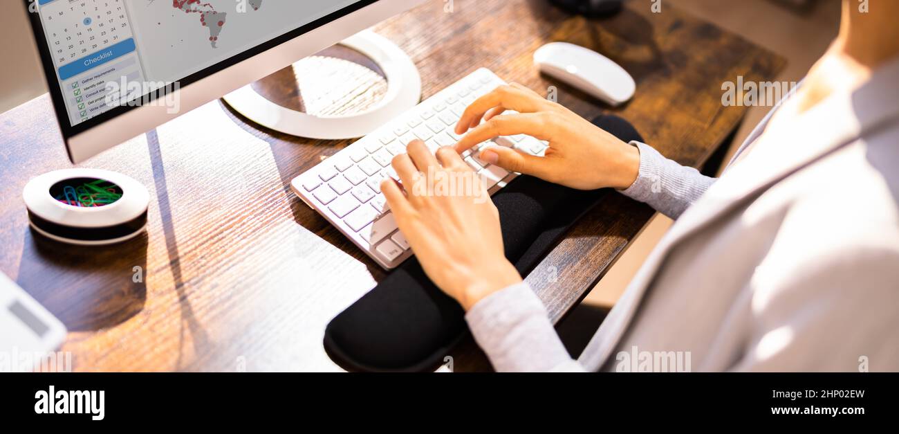 Wrist Keyboard Rest Against RSI - Repetitive Strain Therapy Stock Photo ...