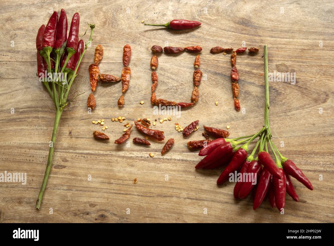 the word hot made with hot chillies Stock Photo - Alamy