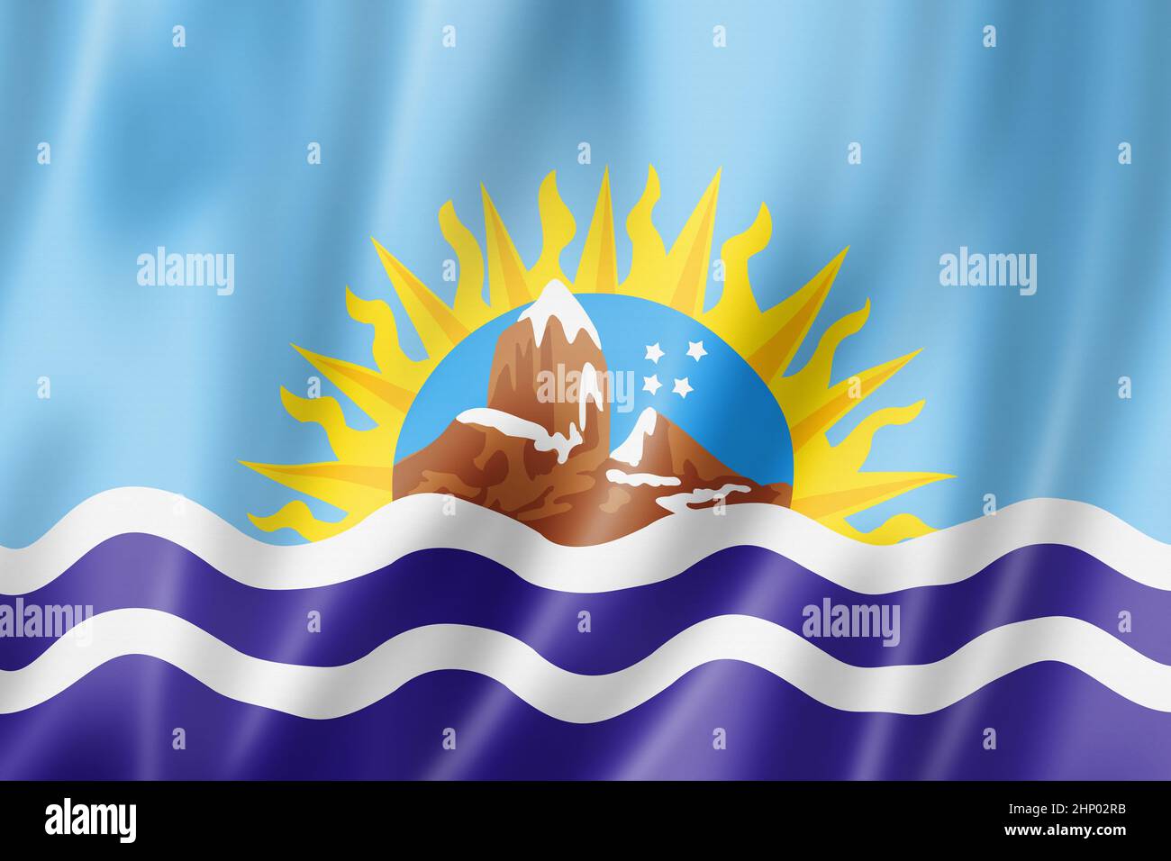 Santa Cruz province flag, Argentina waving banner collection. 3D ...