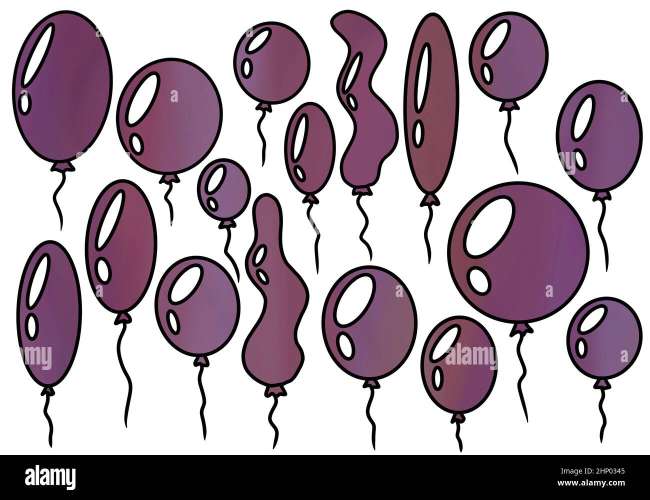 Birthday set with balloons for stickers and cards and kids and posters ...