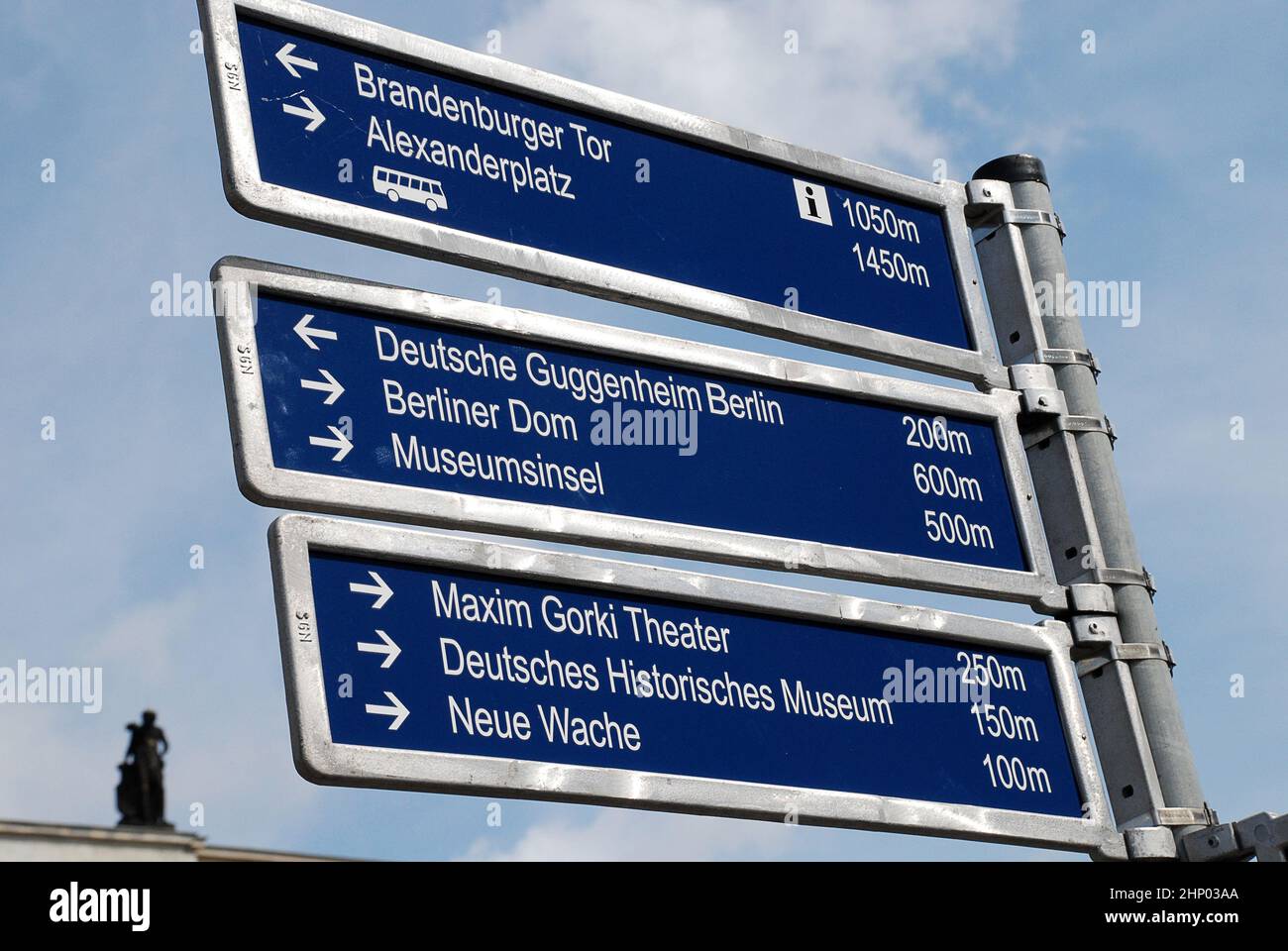 Street sign in Berlin (Germany) with tourist highligths Stock Photo - Alamy