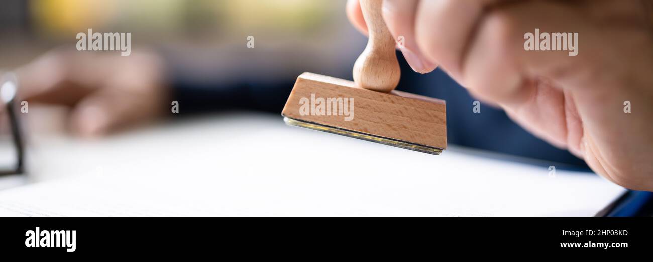 Public Notary Contract Document Stamp And Permit Approve Stock Photo ...