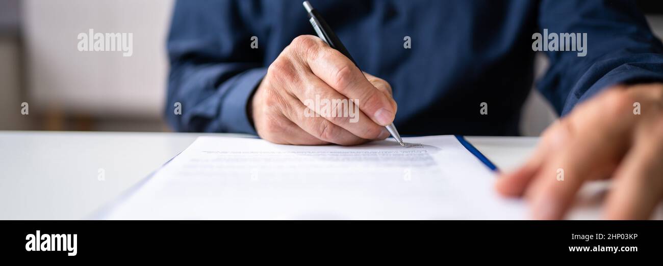 Lawyer Signing Business Contract Legal Document Paper Stock Photo - Alamy