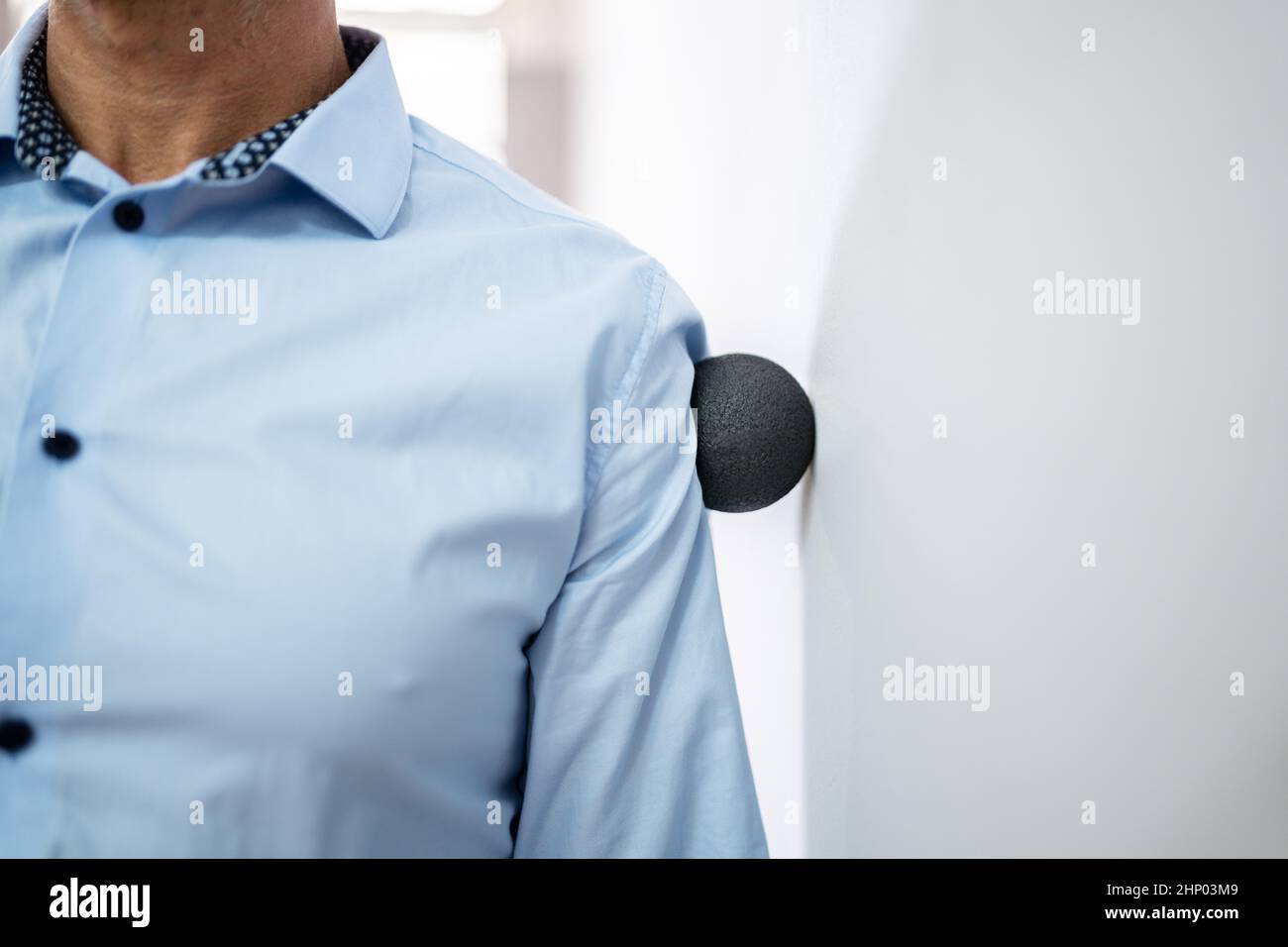 Shoulder Trigger Point Massage Using Foam Ball Myofascial Release Stock ...