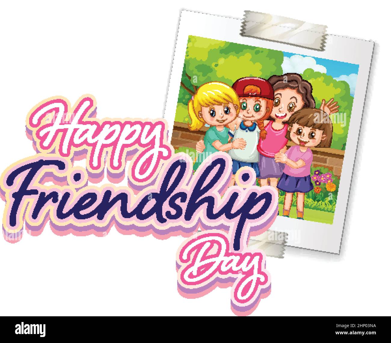 Happy friendship day with a photo of children illustration Stock Vector ...
