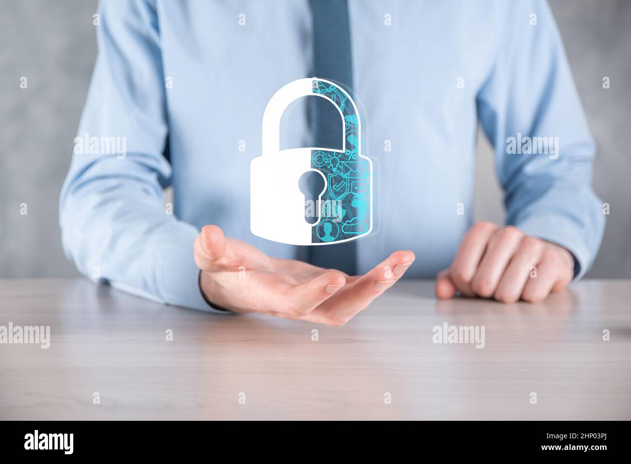 Cyber security network. Padlock icon and internet technology networking ...