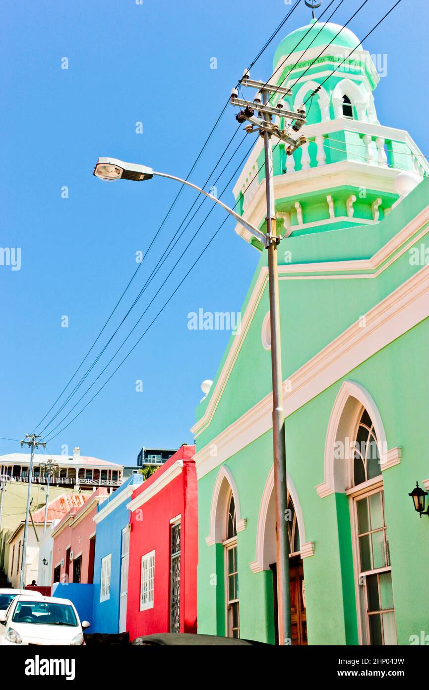 Many colorful houses in the Bo Kaap district in Cape Town, South Africa ...