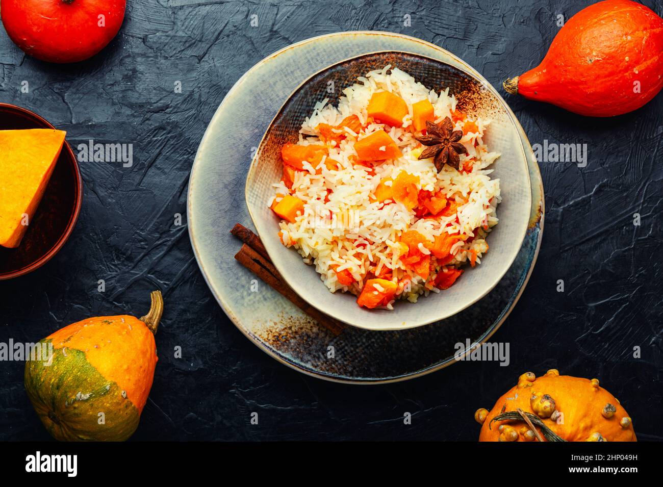 Rice with fragrant and juicy pumpkin. Vegetable pilaf Stock Photo - Alamy