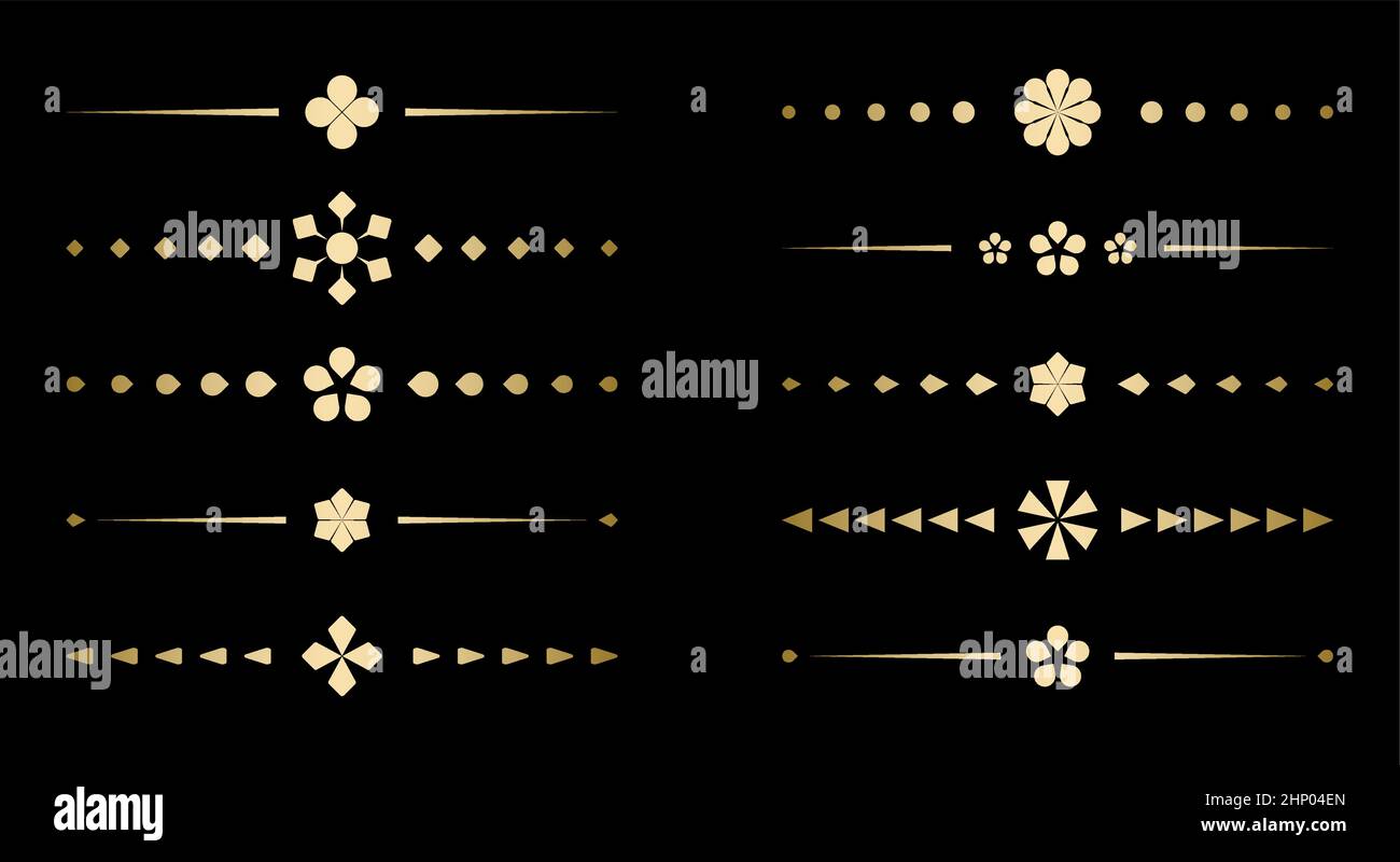 golden geometric dividers on black background - vector Stock Vector ...