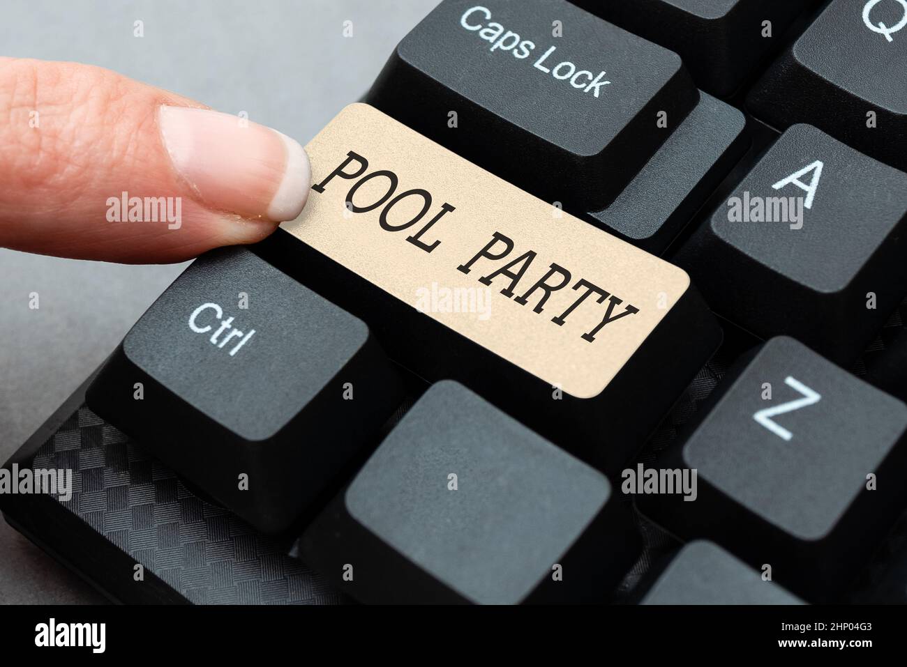 Text showing inspiration Pool Party, Word for celebration that includes ...