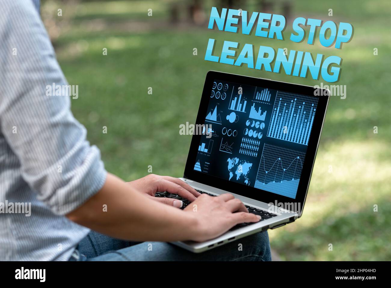 Hand writing sign Never Stop Learning, Word for keep on studying ...