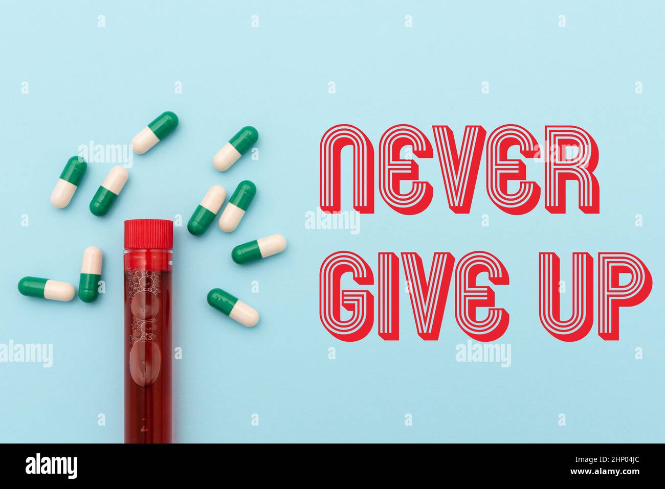 Inspiration showing sign Never Give Up, Business overview be persistent ...