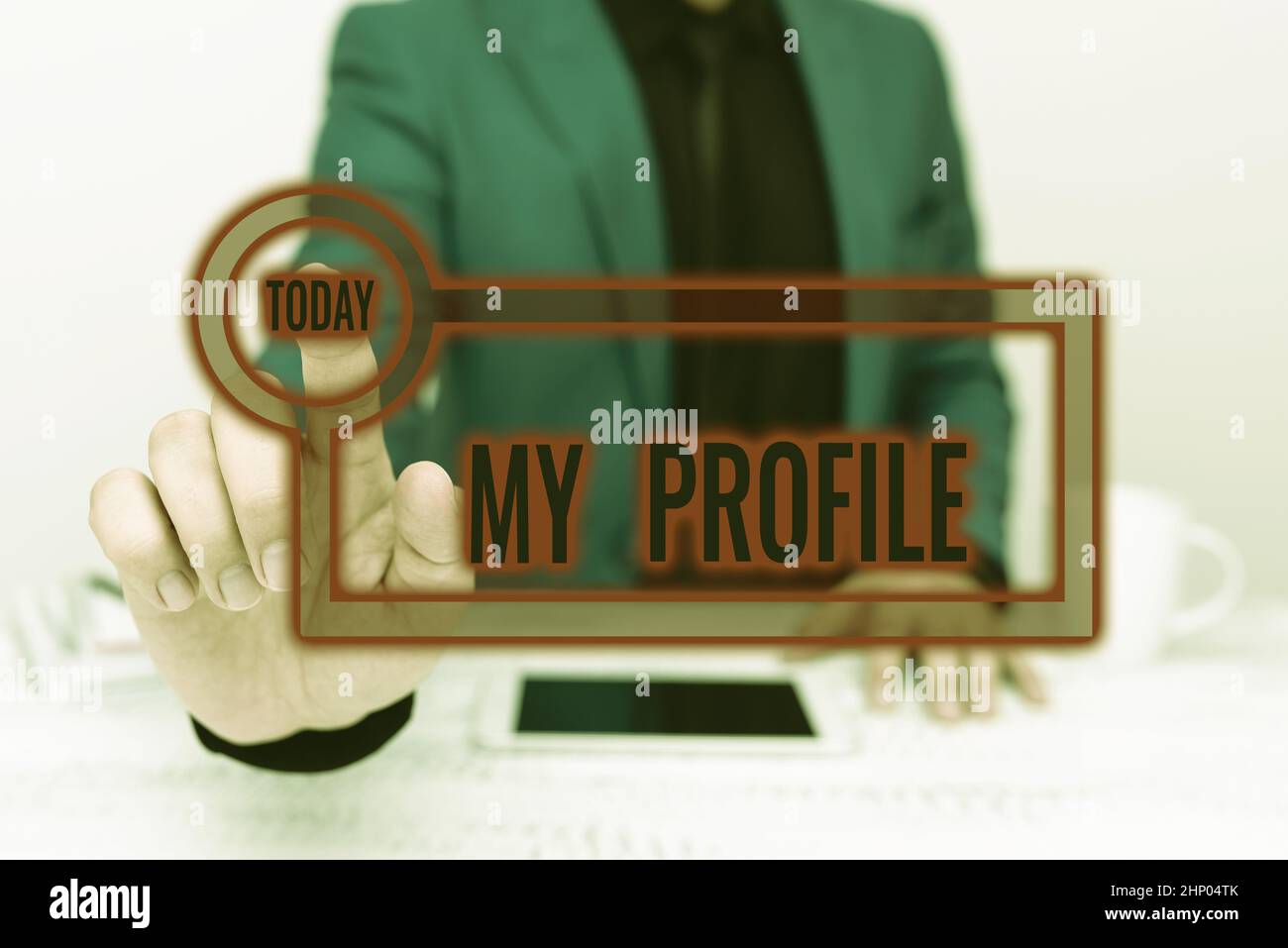 Text caption presenting My Profile, Business idea record of your ...
