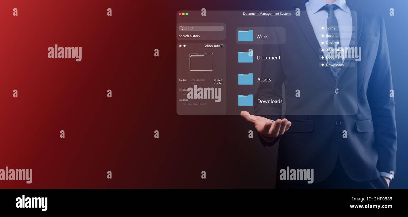 Document management concept. Virtual screen icons Document Management ...