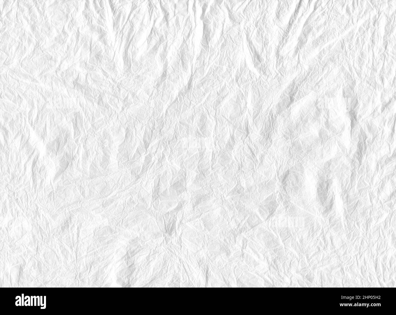 horizontal front view of crumpled white paper texture with heavy ...