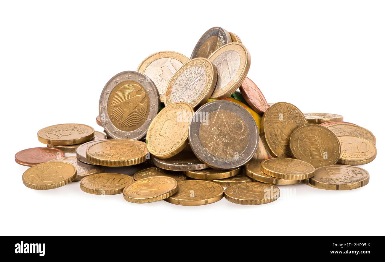 Euro cent coins isolated on white background Stock Photo - Alamy