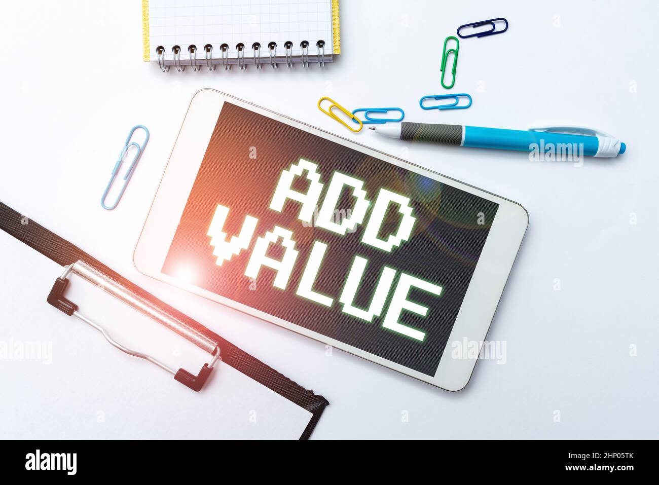 Text caption presenting Add Value, Business idea an improvement or ...