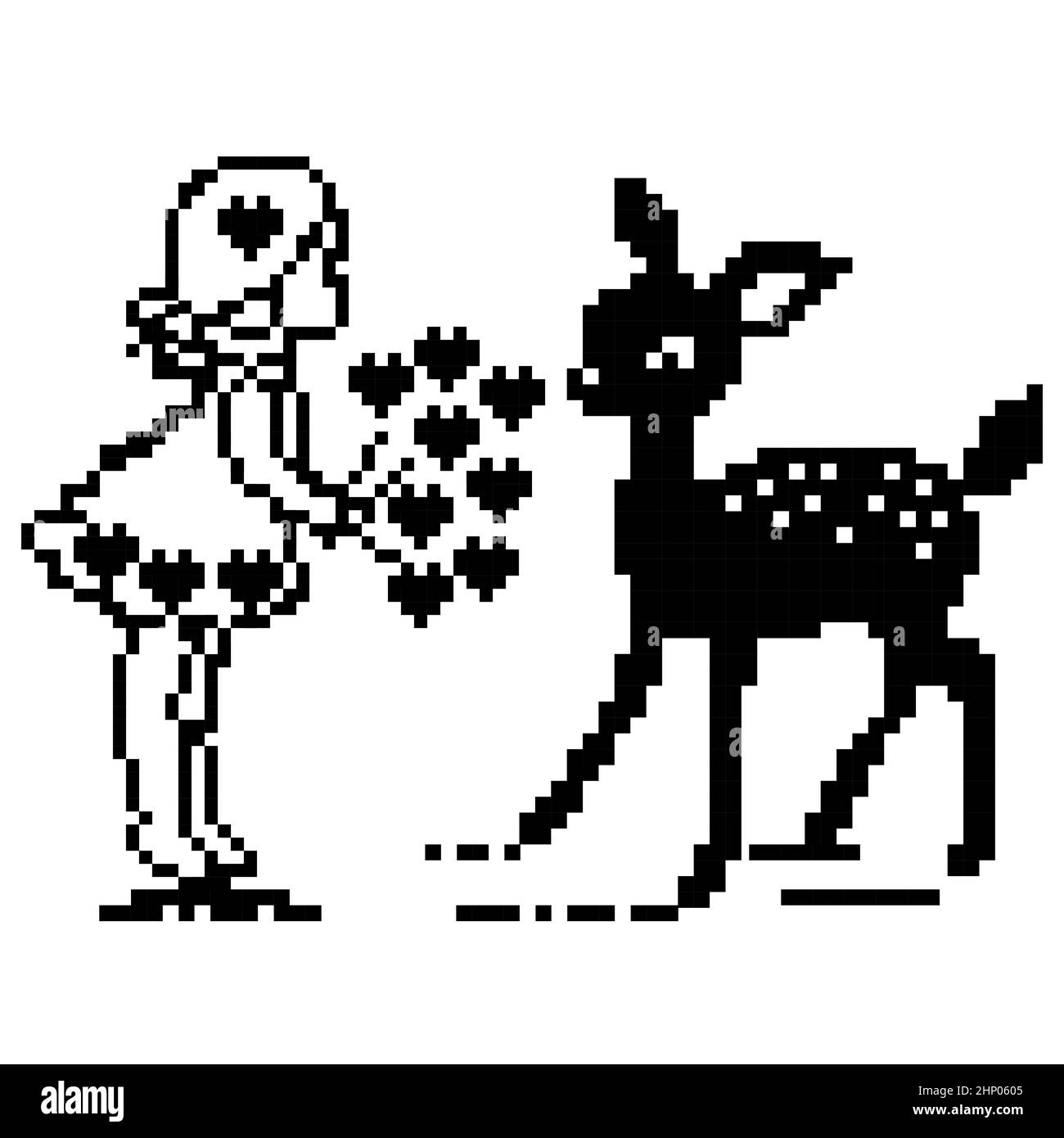 Pixel art 8 bit character Black and White Stock Photos & Images - Alamy