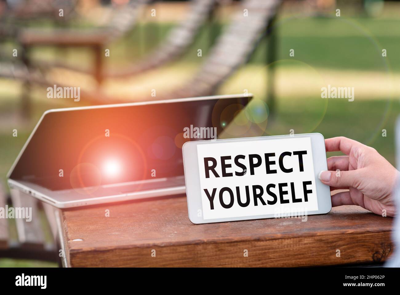 Text showing inspiration Respect Yourself, Conceptual photo believing ...