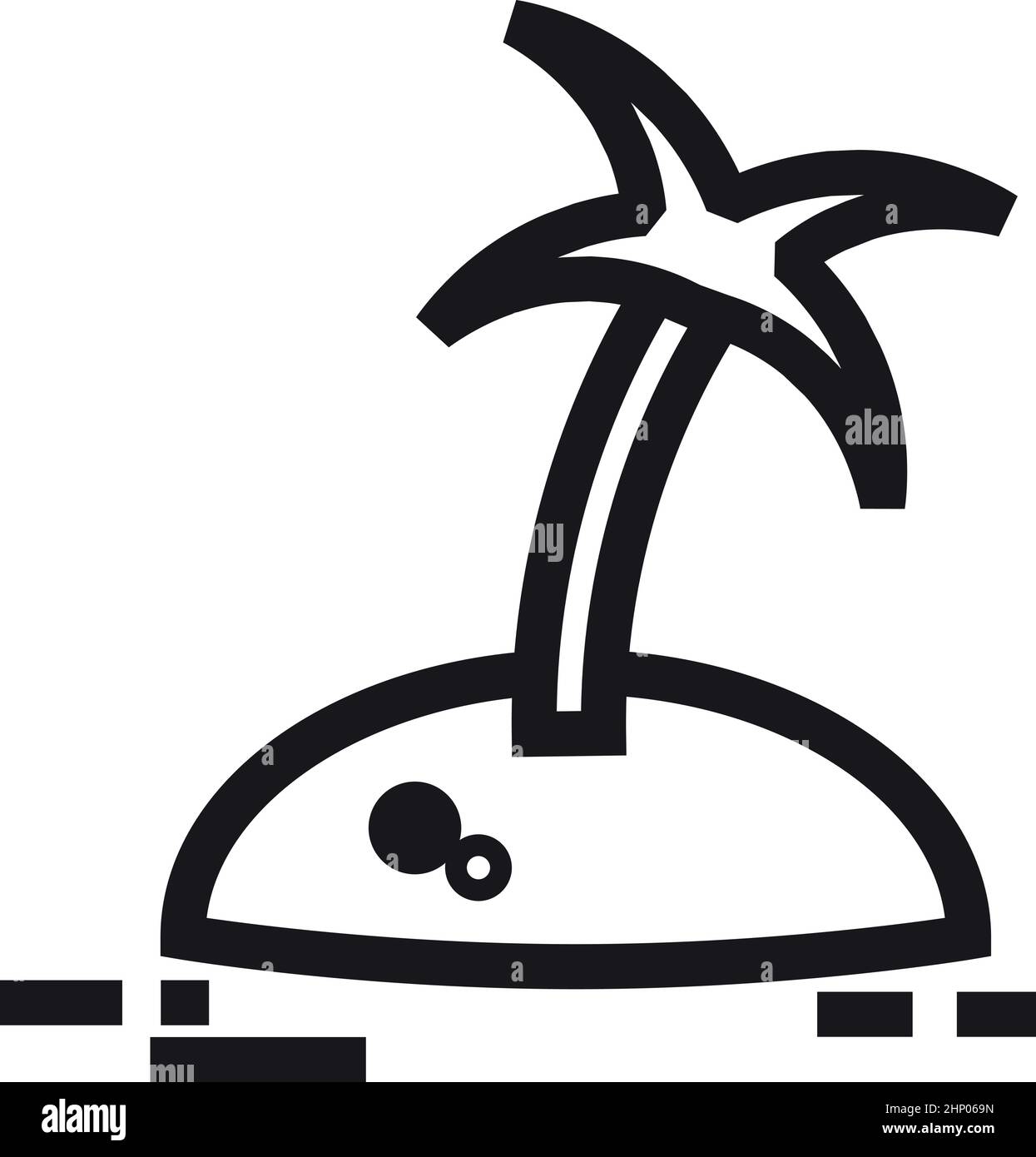 Ocean island with palm tree. Vacation symbol. Travel to exotic places ...