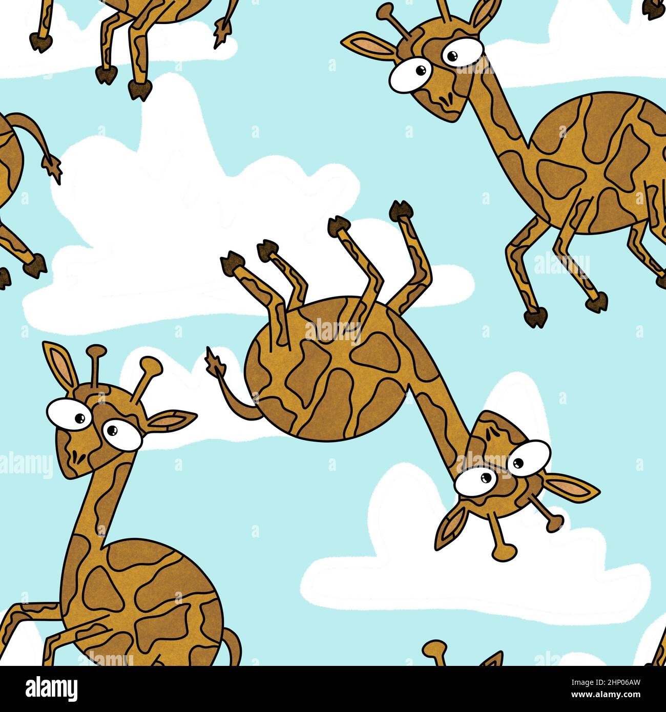 Kids seamless cartoon giraffes pattern for fabrics and packaging and ...