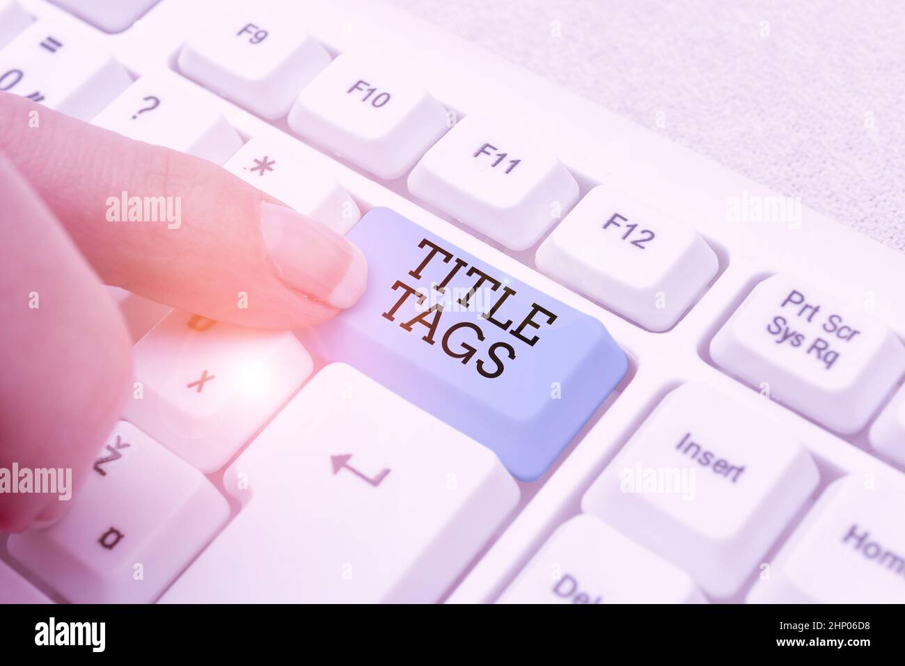 Hand writing sign Title Tags, Business showcase the HTML element that ...