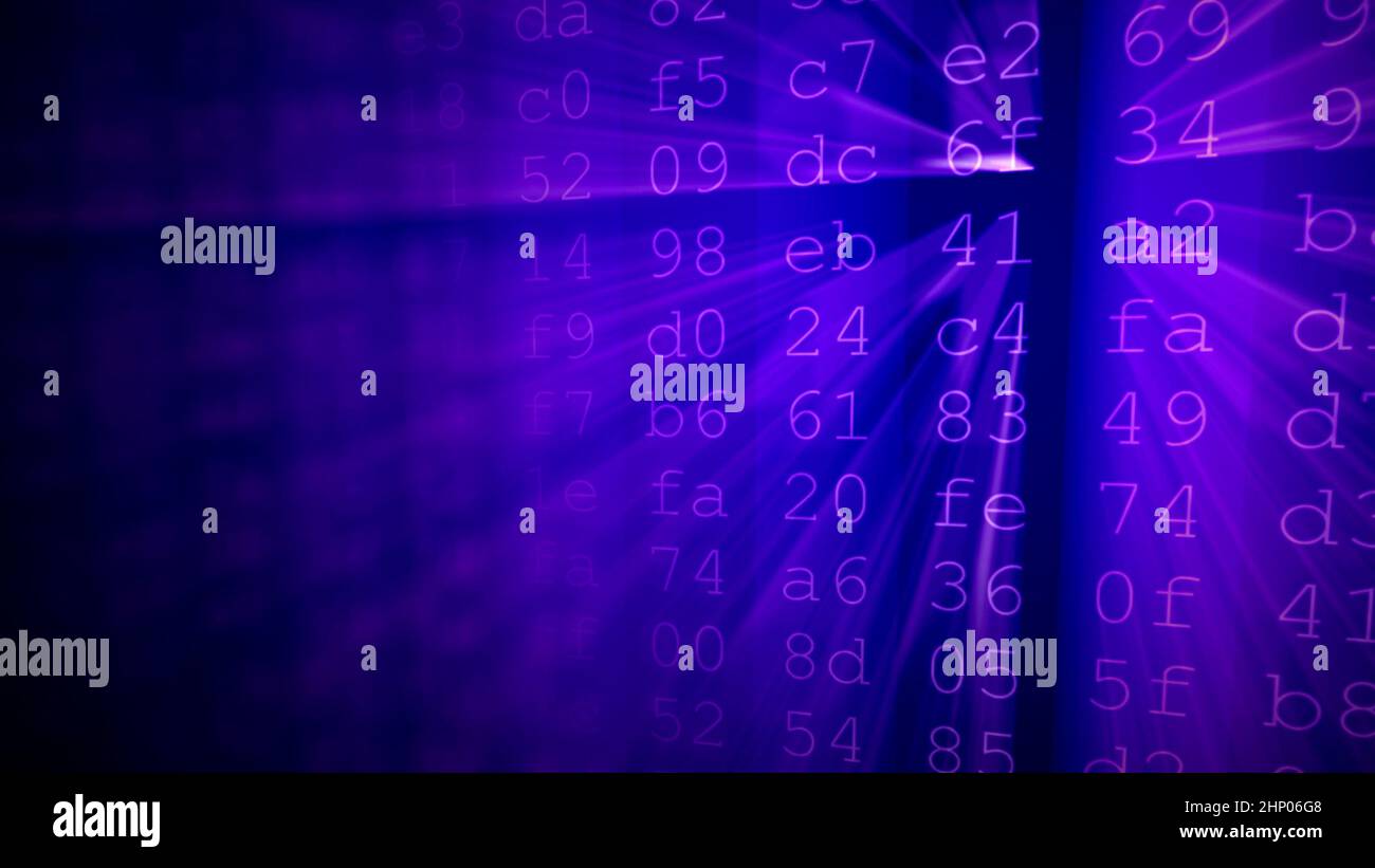 Colorful digital data digits and streaming source code background with ...