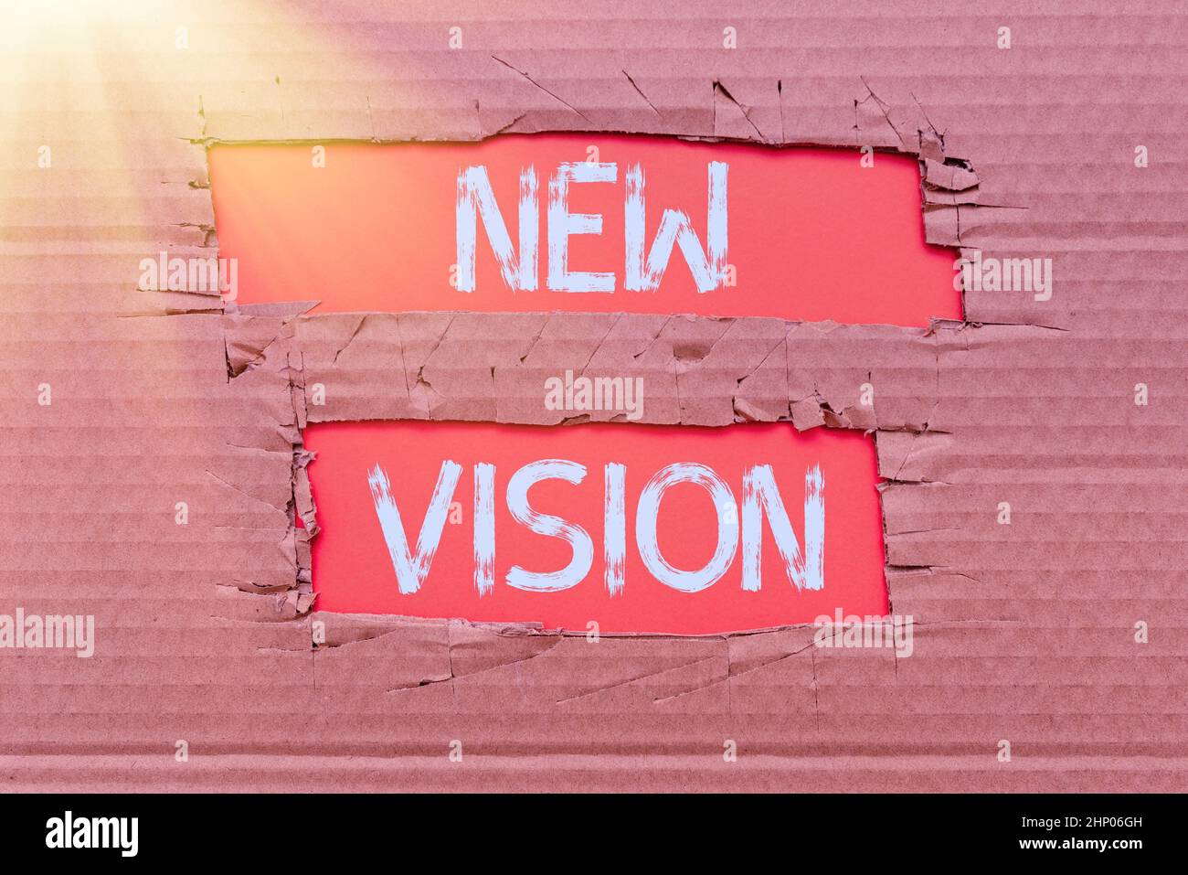 Hand writing sign New Vision, Word for seeing some future developments ...