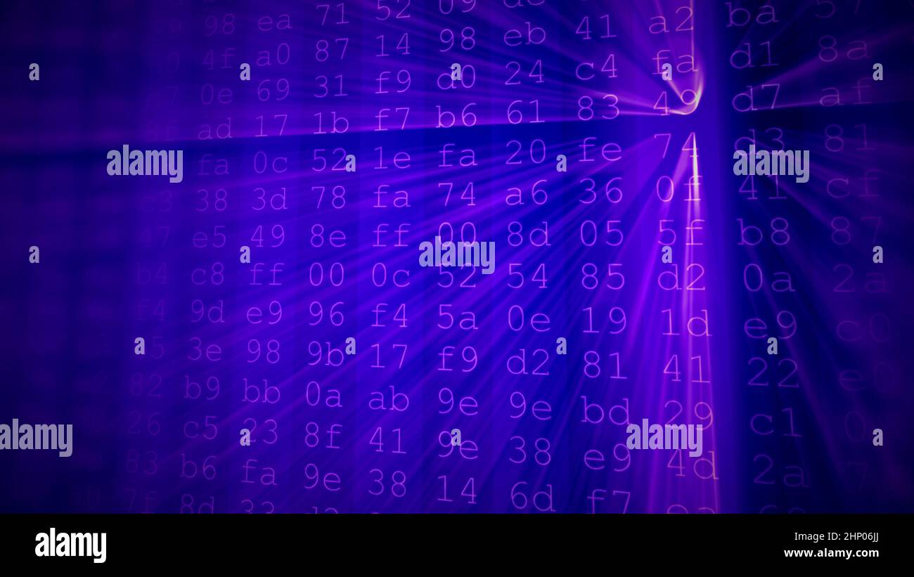 Colorful digital data digits and streaming source code background with ...