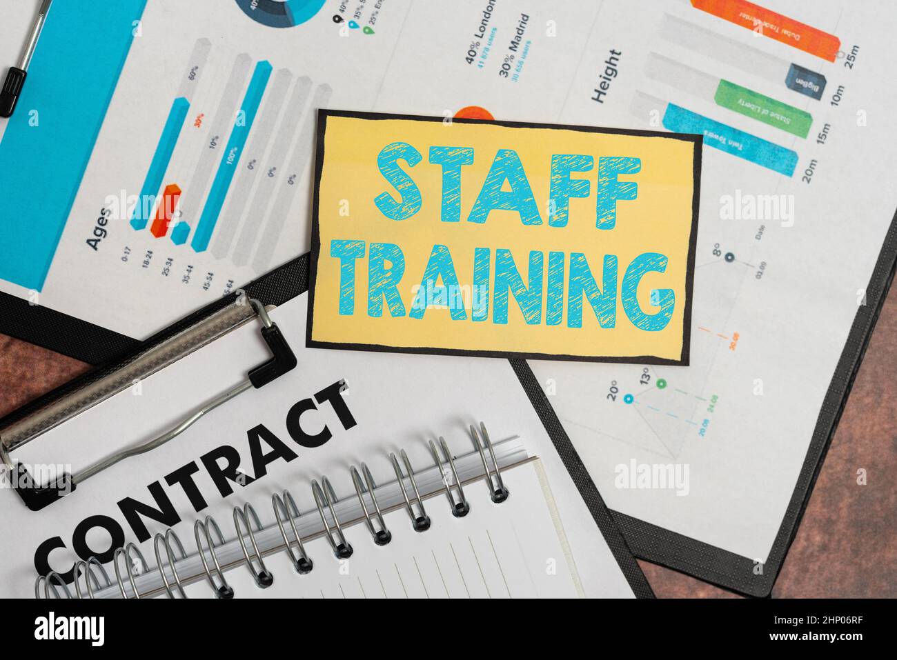 Conceptual caption Staff Training, Business showcase learn specific knowledge improve ...