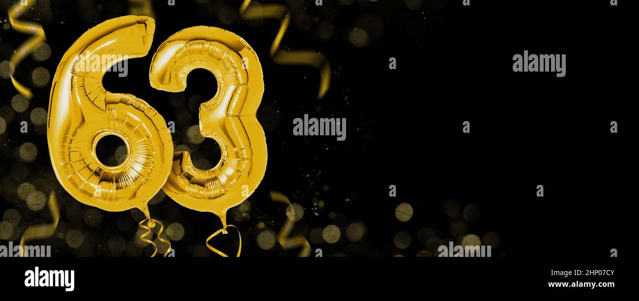 Golden balloons with copy space - Number 63 Stock Photo - Alamy
